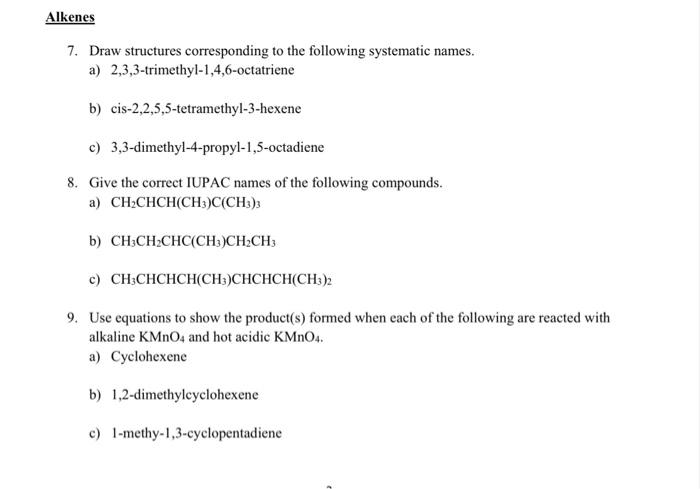 Solved 7. Draw structures corresponding to the following | Chegg.com