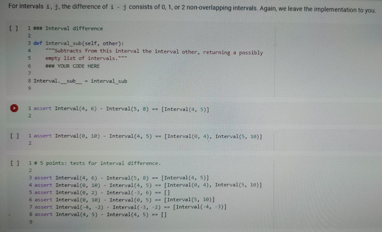 Solved 1 class Interval(object): 4 5 _init__(self, x0, x1): | Chegg.com