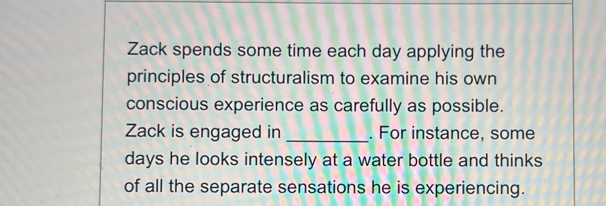 Solved Zack spends some time each day applying theprinciples | Chegg.com