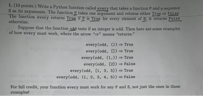 Solved 1. (10 points.) Write a Python function called every | Chegg.com