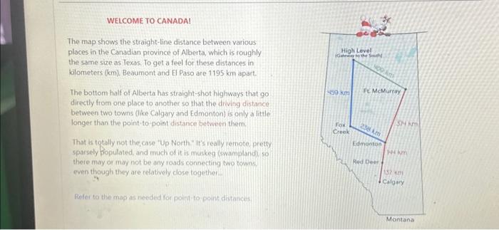 Solved Calgary to Edmonton is a straight shot along the | Chegg.com