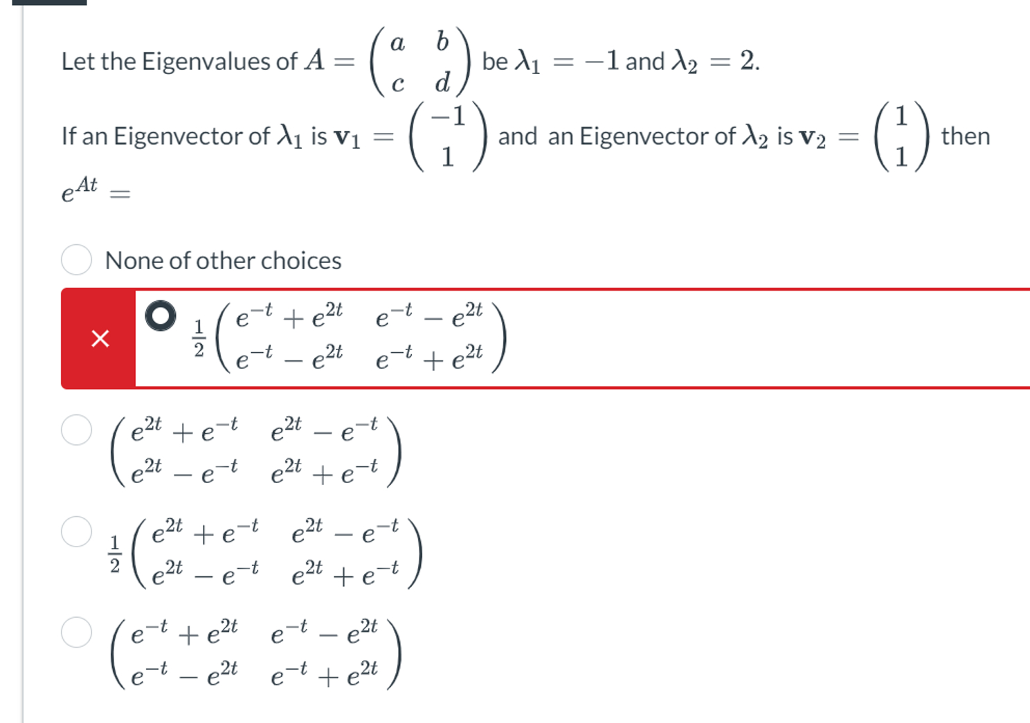 Solved Let the Eigenvalues of A=([a,b],[c,d]) ﻿be λ1=-1 ﻿and | Chegg.com