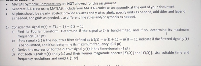 Solved MATLAB Symbolic Computations are NOT allowed for this | Chegg.com