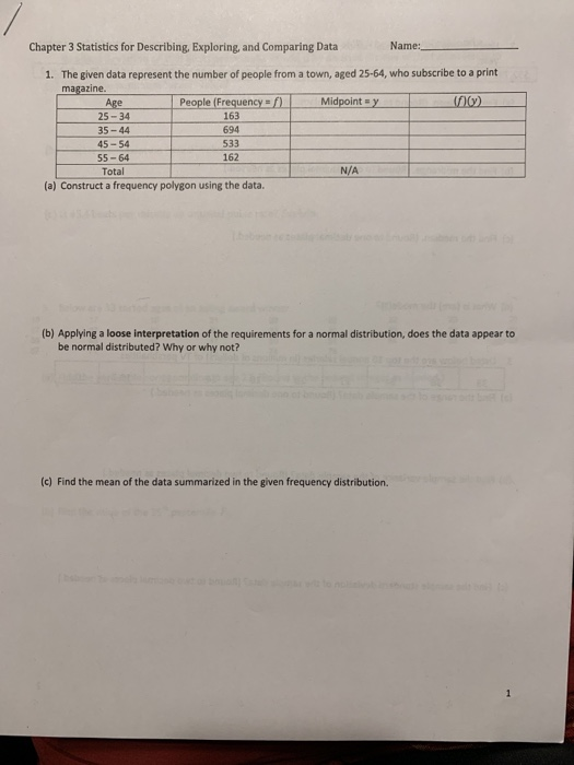 Solved Chapter 3 Statistics For Describing Exploring And