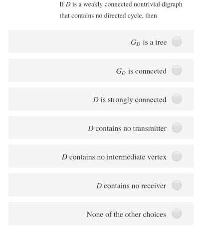 Solved II D is a weakly connected nontrivial digraph that | Chegg.com