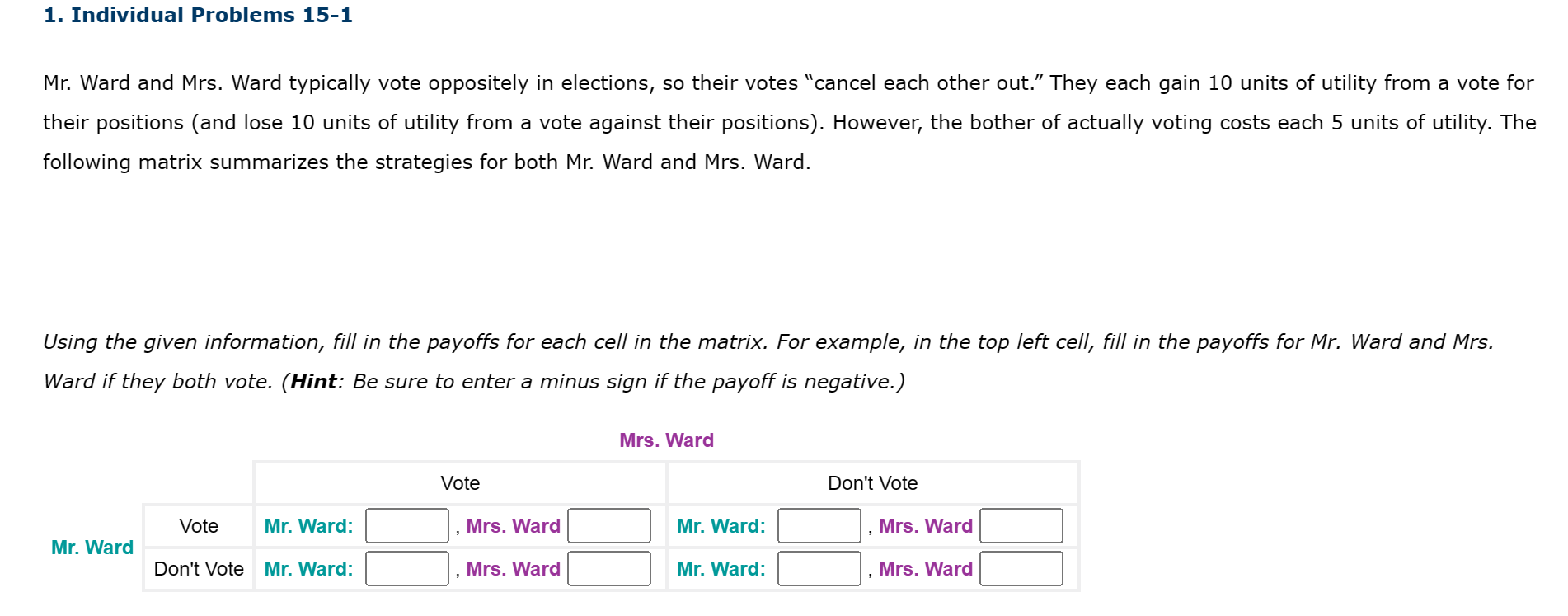 Solved Individual Problems 15-1Mr. ﻿Ward and Mrs. ﻿Ward | Chegg.com