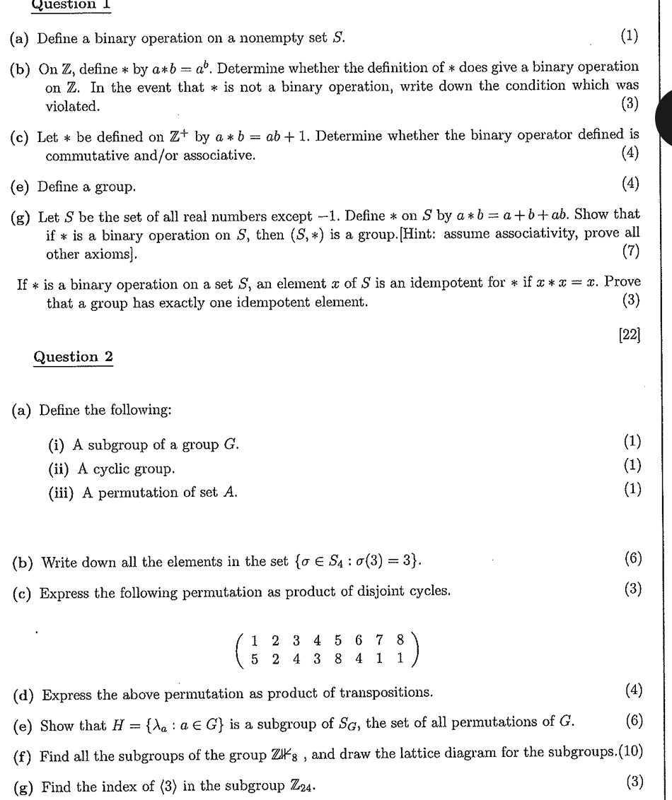 Solved Question I(a) ﻿Define a binary operation on a | Chegg.com