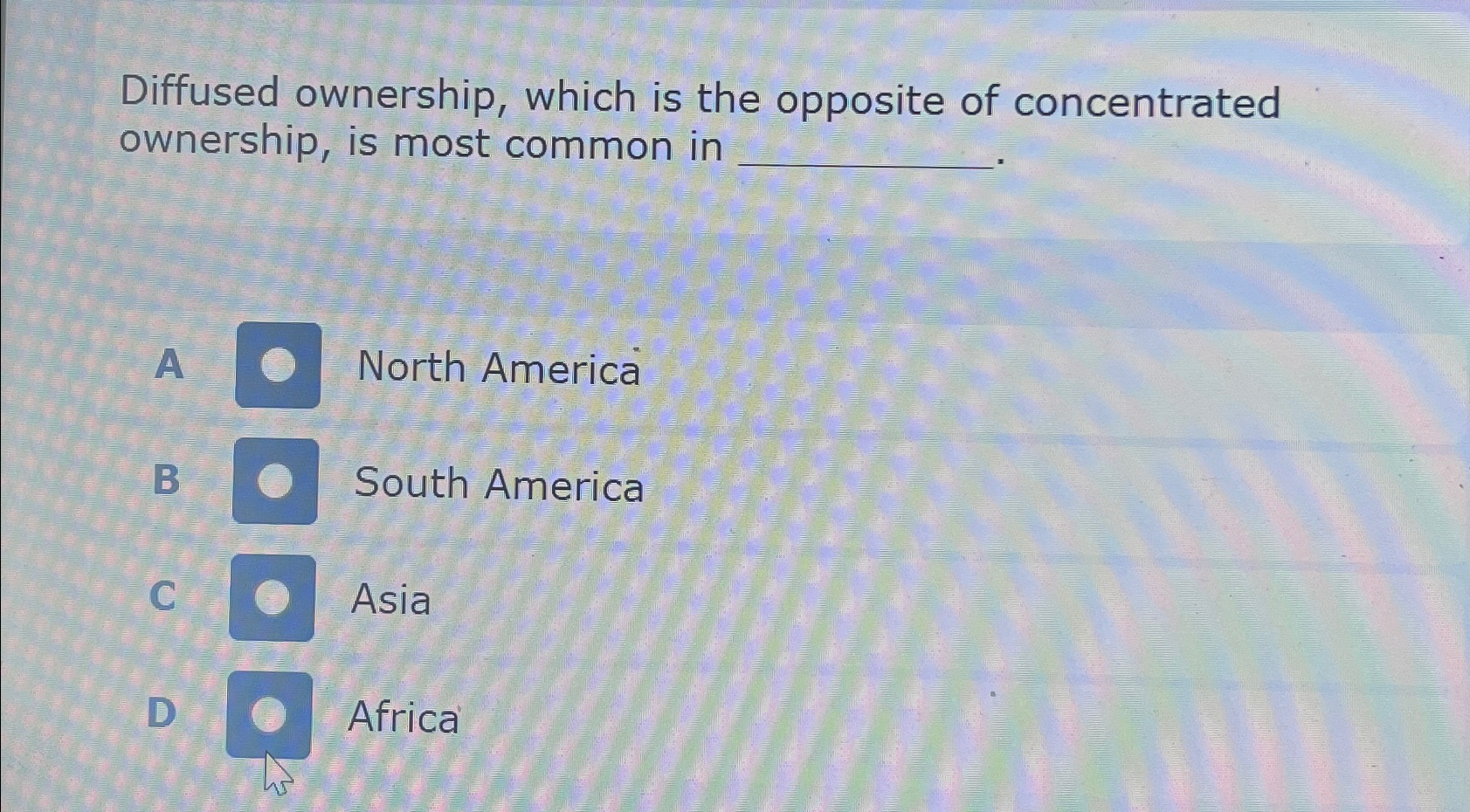 Solved Diffused ownership, which is the opposite of | Chegg.com