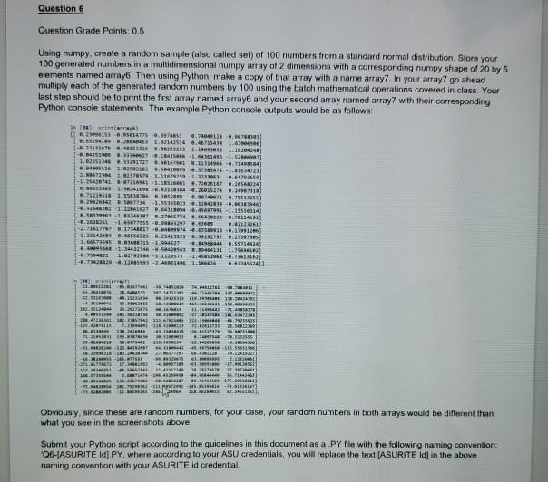 Solved ion 6 ion Grade Points 0 5 Using Numpy Chegg