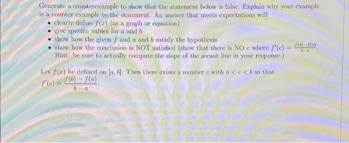 Solved Generate a counterexample to show that the statement | Chegg.com