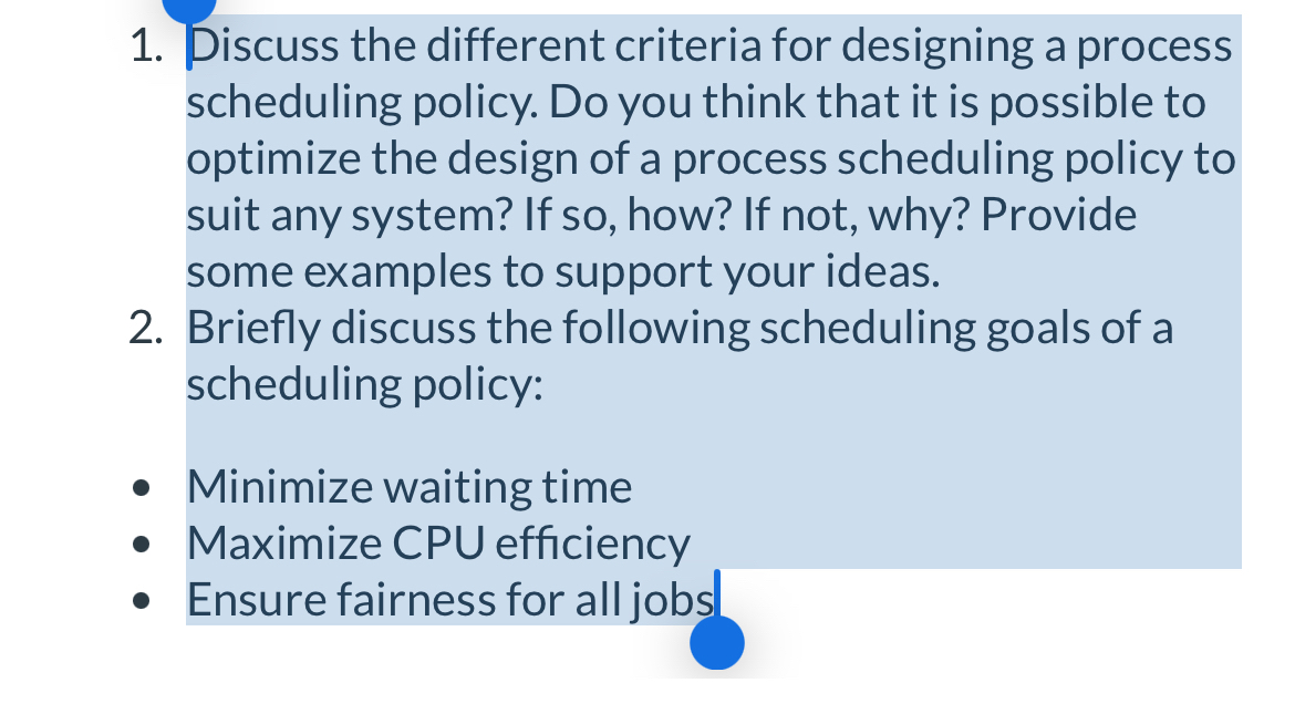 Solved Discuss the different criteria for designing a | Chegg.com
