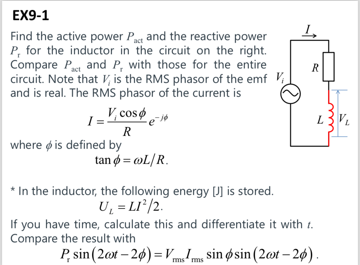 Solved EX9-1Find the active power Pact ﻿and the reactive | Chegg.com