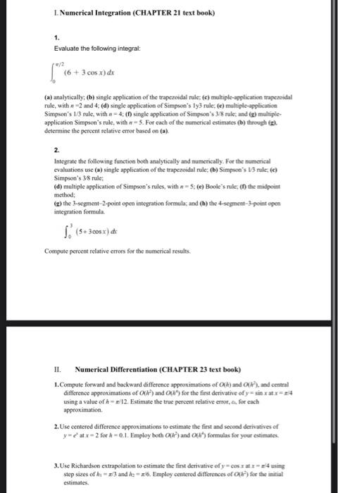 Solved 1. Numerical Integration (CHAPTER 21 text book) 1. | Chegg.com