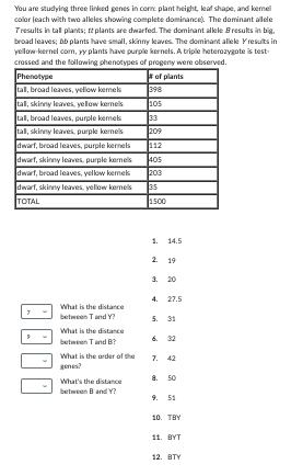 Solved You are studying three linked genes in corrc plant | Chegg.com