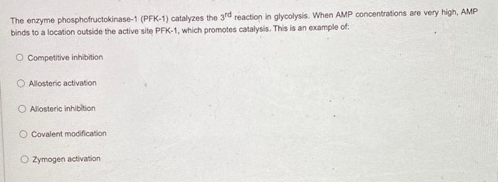Solved The enzyme phosphofructokinase-1 (PFK-1) catalyzes | Chegg.com