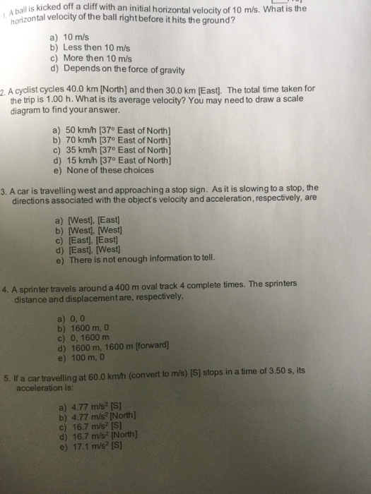 Solved A ball is kicked off a cliff with an initial | Chegg.com