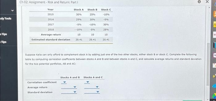 Solved dy Tools 5 Tips Tips Ch 02: Assignment - Risk and | Chegg.com