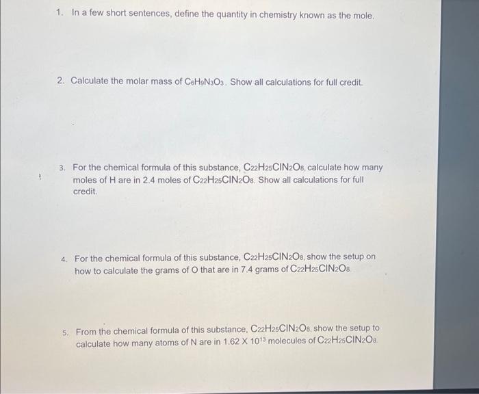 Solved 1. In a few short sentences, define the quantity in | Chegg.com