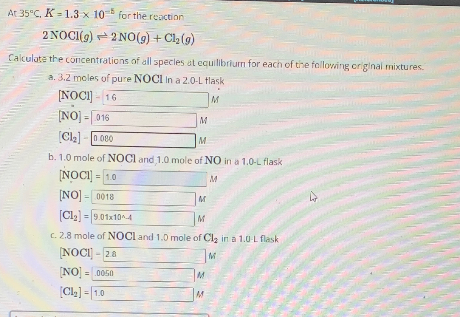 Solved At 35°C,K=1.3×10-5 ﻿for the | Chegg.com