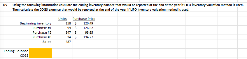 Solved Q5 ﻿Using the following information calculate the | Chegg.com