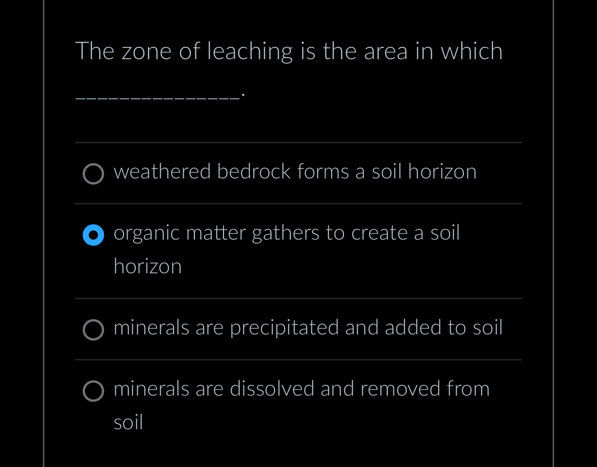 Solved The zone of leaching is the area in | Chegg.com