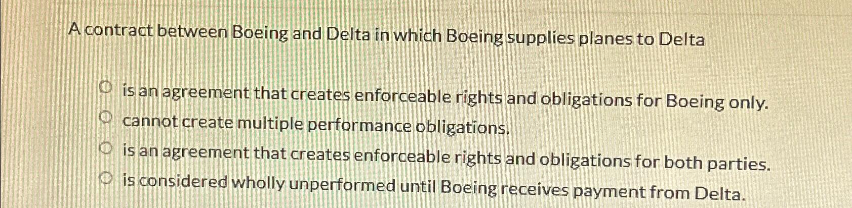 Solved A contract between Boeing and Delta in which Boeing | Chegg.com