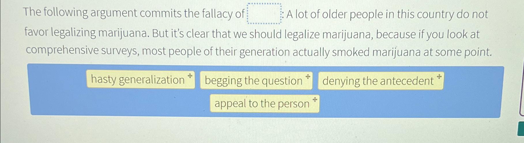 Solved The following argument commits the fallacy of A lot | Chegg.com