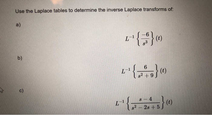 Solved Use the Laplace tables to determine the inverse | Chegg.com
