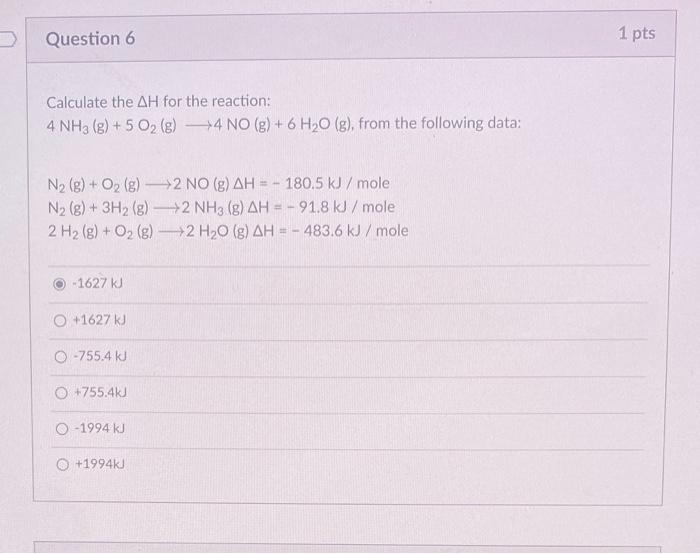 [Solved]: Calculate the ( Delta H ) for the reaction: