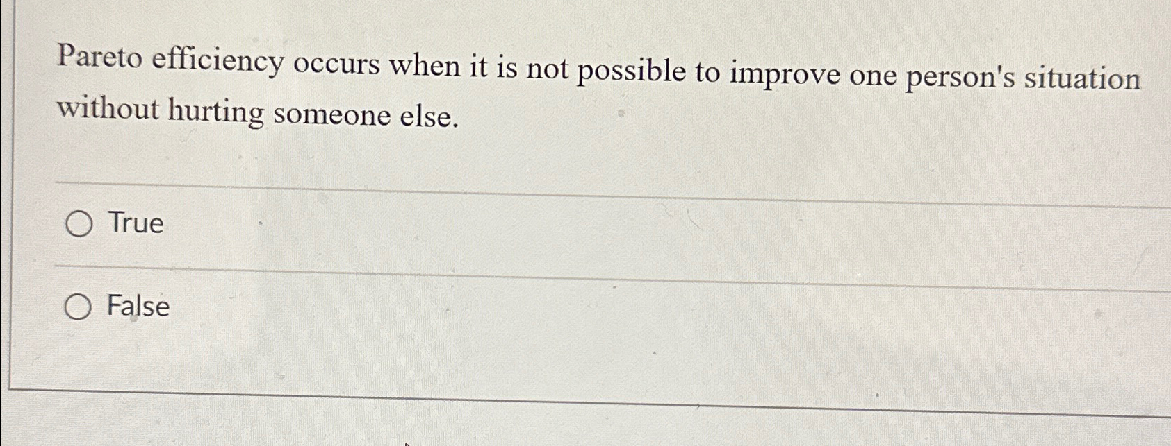 Solved Pareto efficiency occurs when it is not possible to | Chegg.com