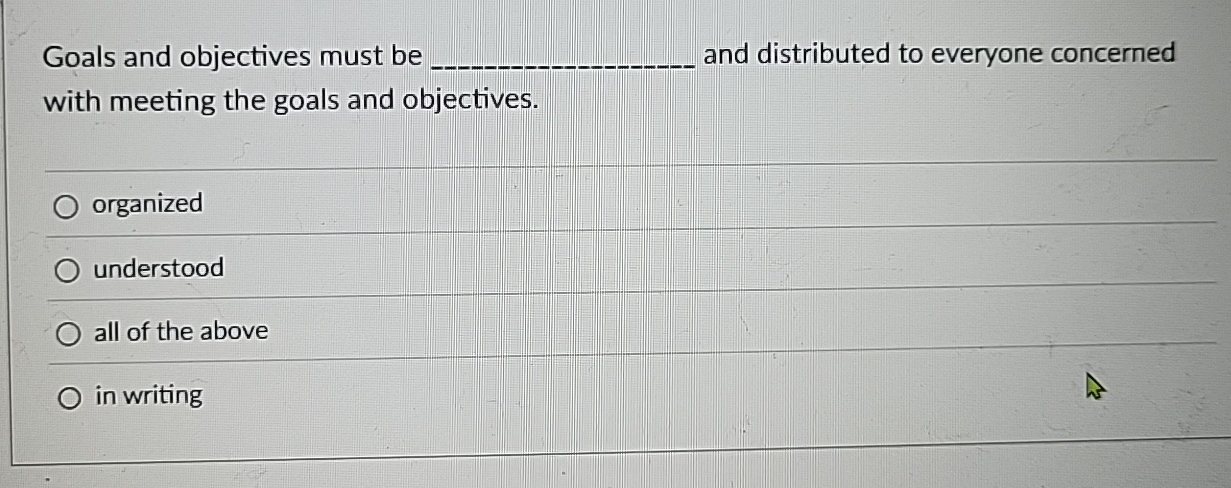 Solved Goals and objectives must be q, ﻿and distributed to | Chegg.com