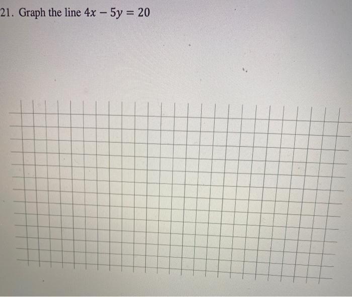 Solved 21. Graph the line 4x - 5y = 20 22. Consider the | Chegg.com