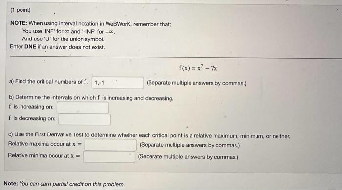 Solved NOTE: When using interval notation in WeBWork, | Chegg.com