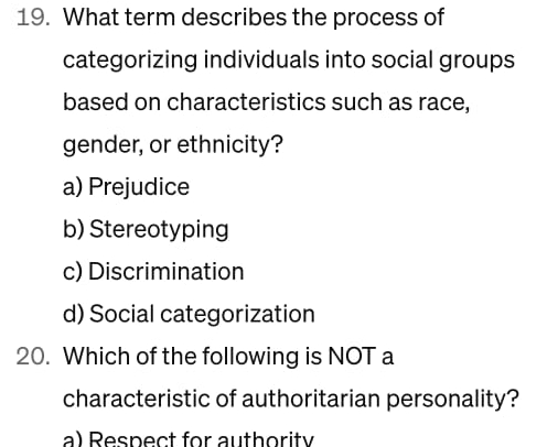 Solved What term describes the process of categorizing | Chegg.com