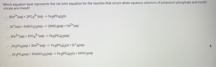 Solved Which equation best represents the net ionic equation | Chegg.com
