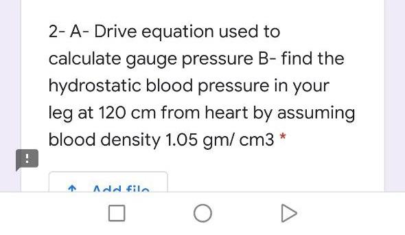 Solved 2-A-Drive equation used to calculate gauge pressure | Chegg.com