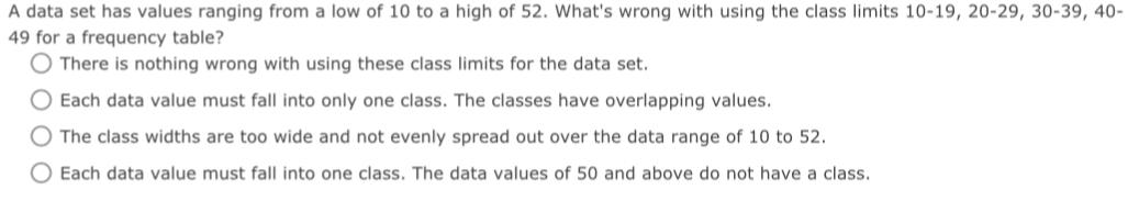 Solved A data set has values ranging from a low of 10 ﻿to a | Chegg.com