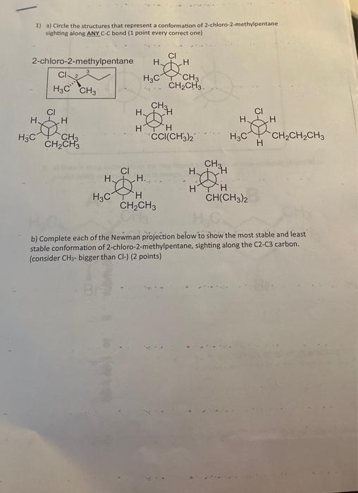 Solved 1) a) Circle the structures that represent a | Chegg.com