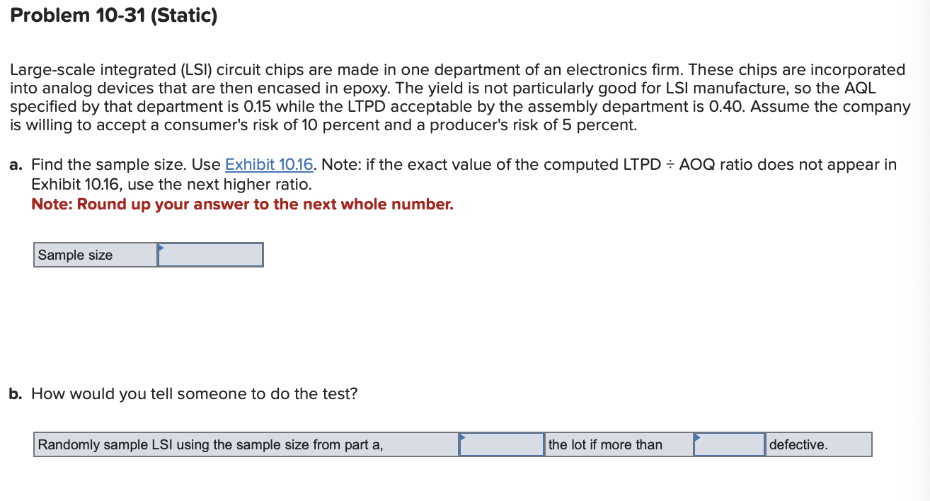 Problem 10-31 (Static)Large-scale integrated (LSI) | Chegg.com
