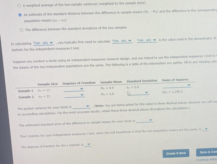 4. Differentiating pooled variance and the estimated | Chegg.com
