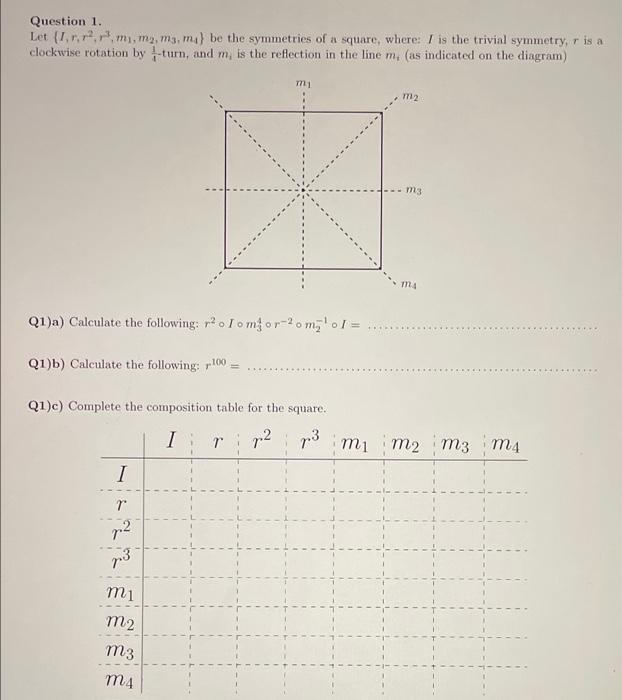 Solved Question 1. Let (1,r,rªr, m, m₂, m3, m₁) be the | Chegg.com