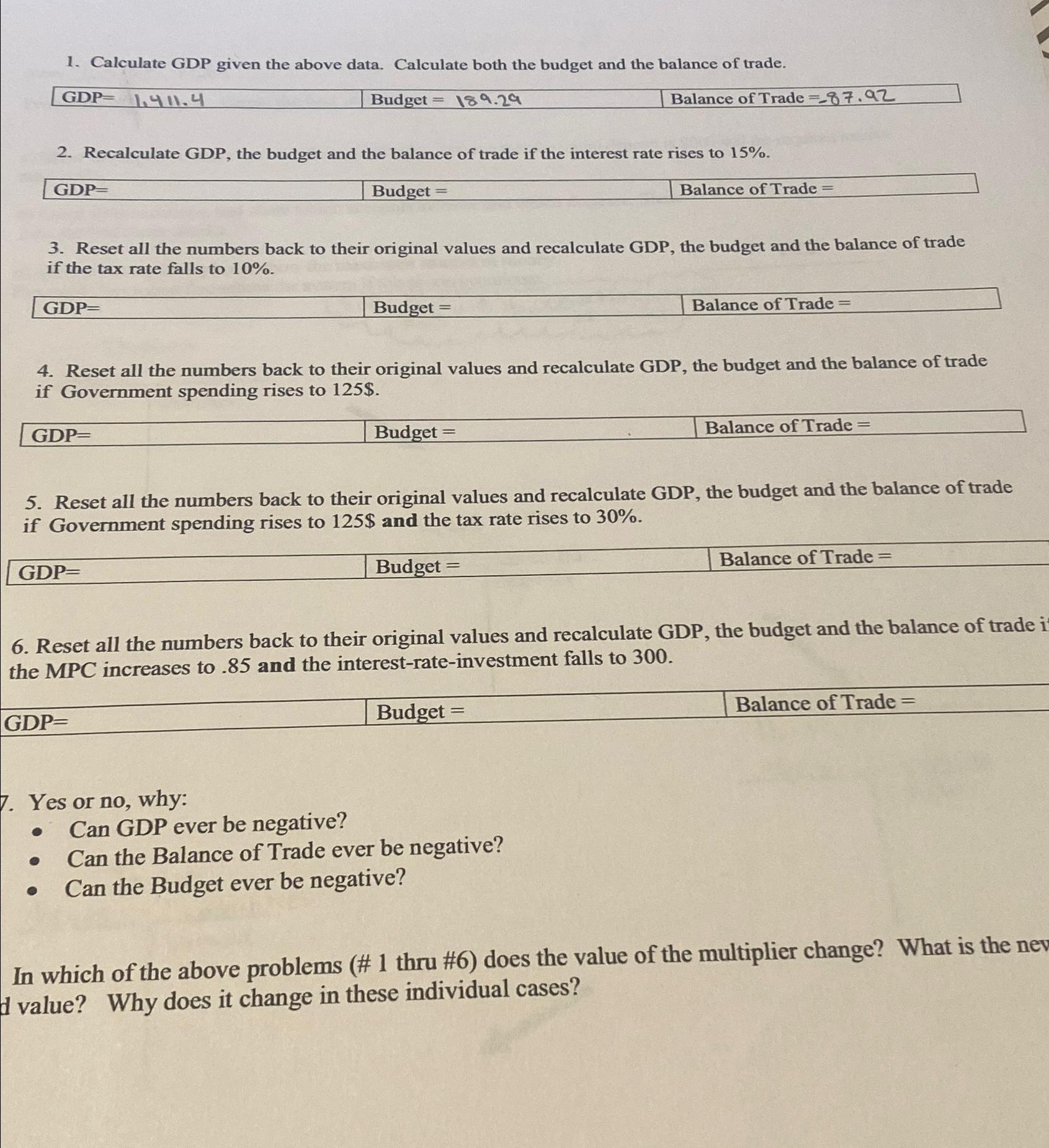 Solved Calculate GDP given the above data. Calculate both | Chegg.com