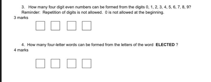 Solved 3. How many four digit even numbers can be formed | Chegg.com