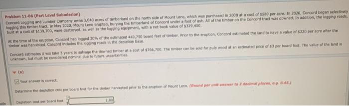 Solved Problem 11-06 (Part Level Submission) Concord Logging | Chegg.com