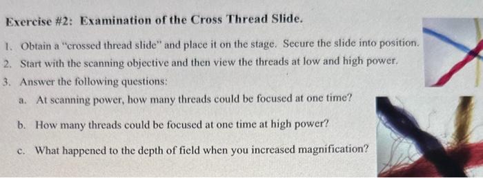 Solved Exercise \#2: Examination of the Cross Thread Slide. | Chegg.com