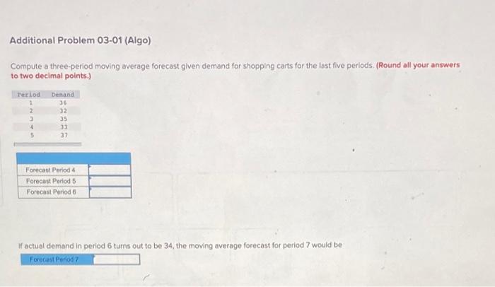 Solved Additional Problem 03-01 (Algo) Compute a | Chegg.com