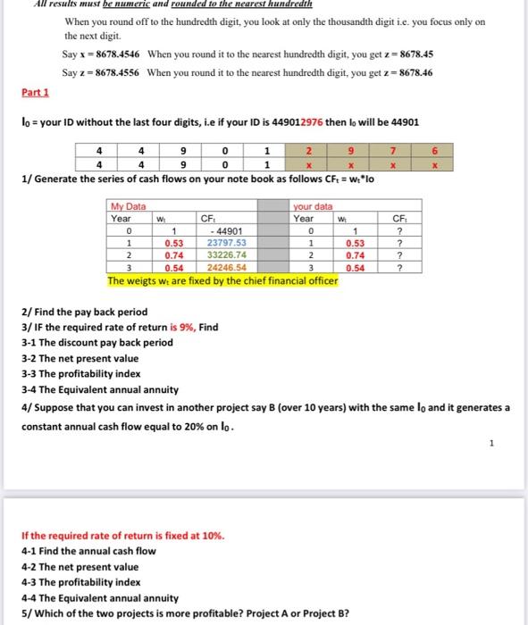 All results must be numeric and rounded to the | Chegg.com