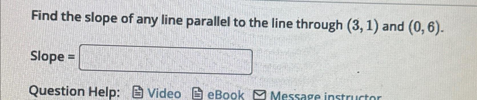 Solved Find the slope of any line parallel to the line | Chegg.com