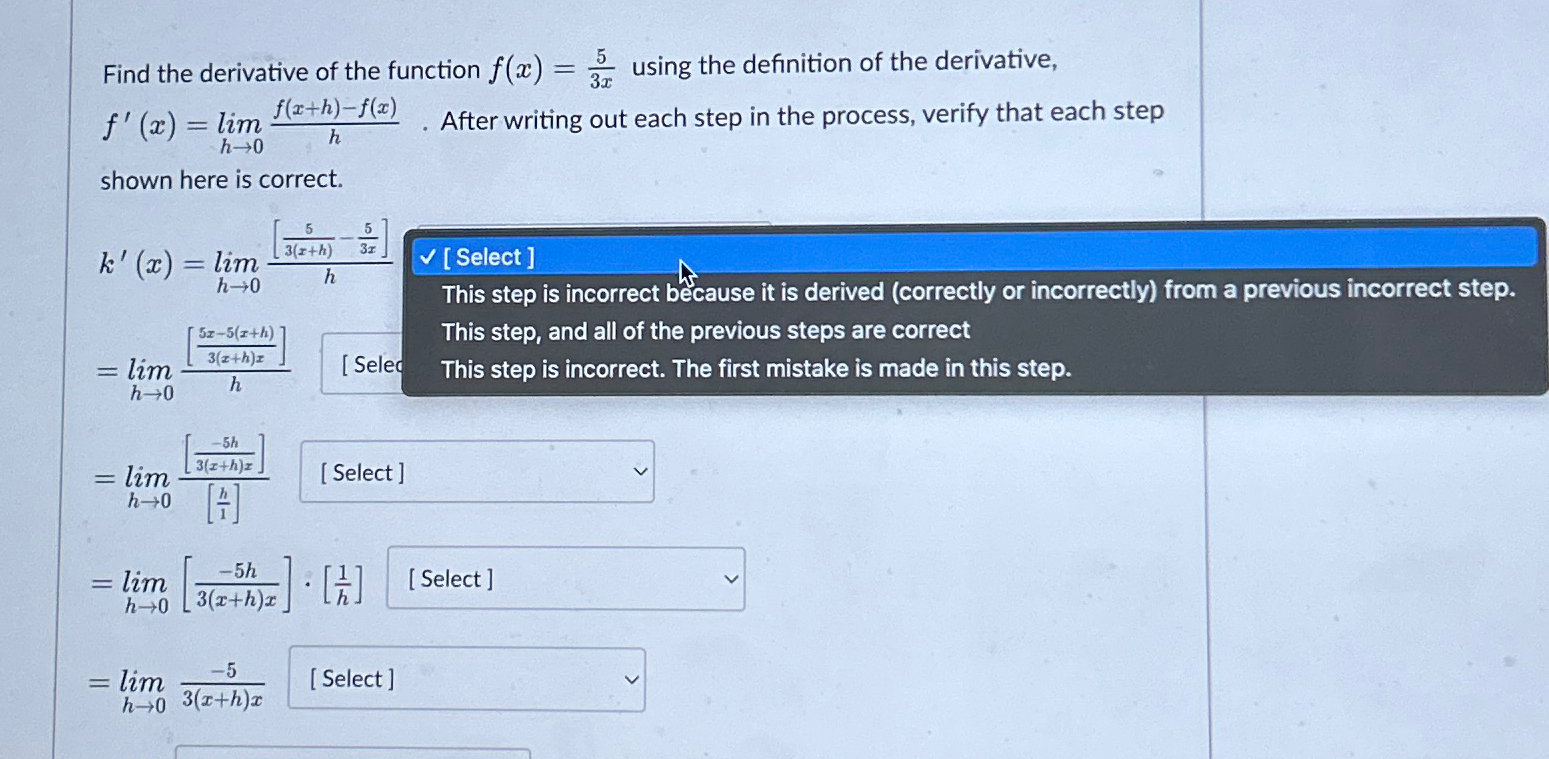 Solved Find the derivative of the function f(x)=53x ﻿using | Chegg.com