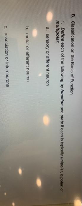 Solved B. Classification on the Basis of Function 1. Define | Chegg.com